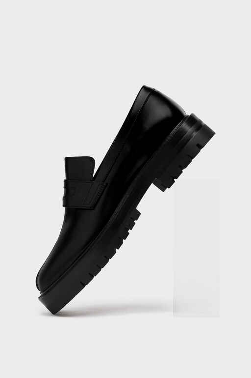 Women's Black Calf Leather Tabi Loafers | Maison Margiela
