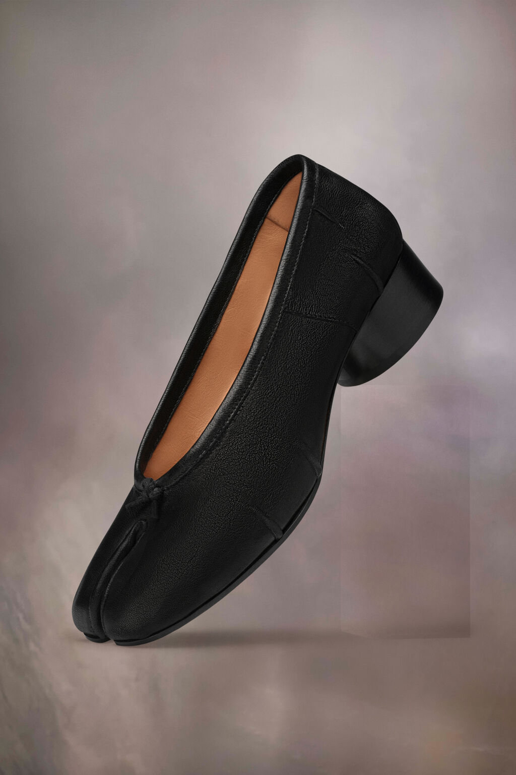 Black Leather Heeled Tabi Ballerina Flats| Maison Margiela