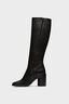 Botines Tabi hasta la rodilla negros de piel para mujer