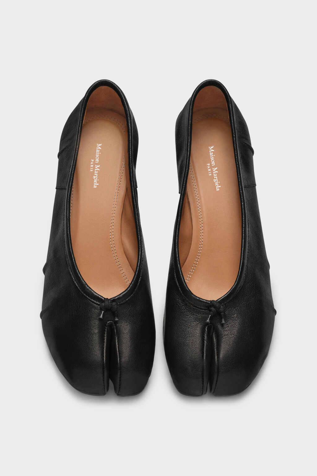 Black Leather Heeled Tabi Ballerina Flats| Maison Margiela