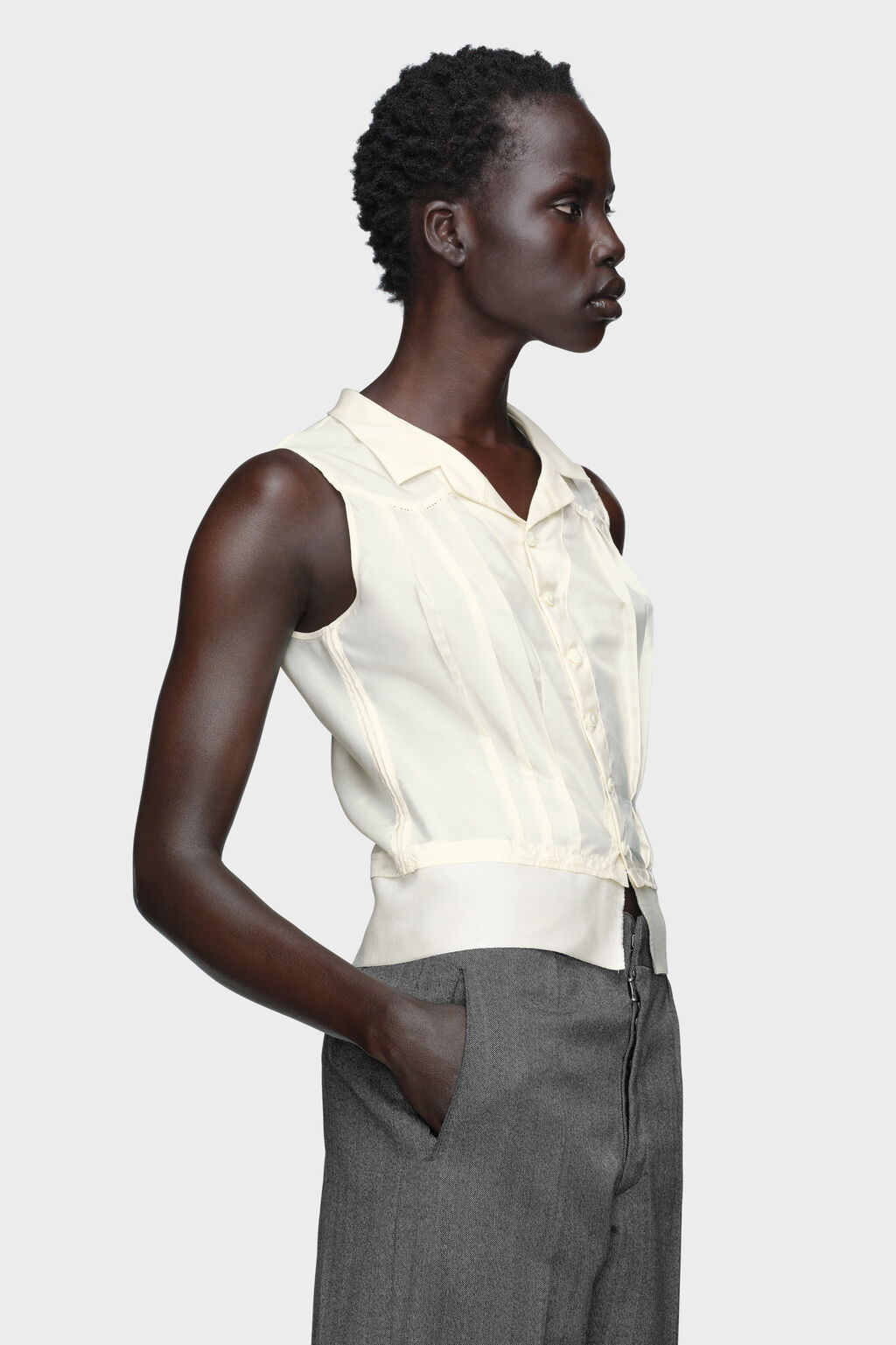 Women's White Silk Top | Maison Margiela