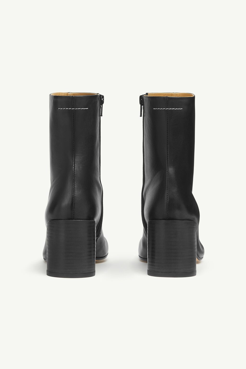 Black Leather Zipped Ankle Boots | MM6
