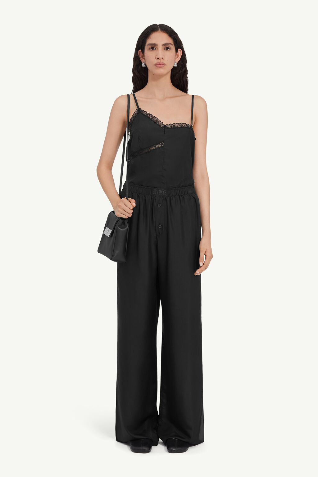 Pantalon taille haute en soie