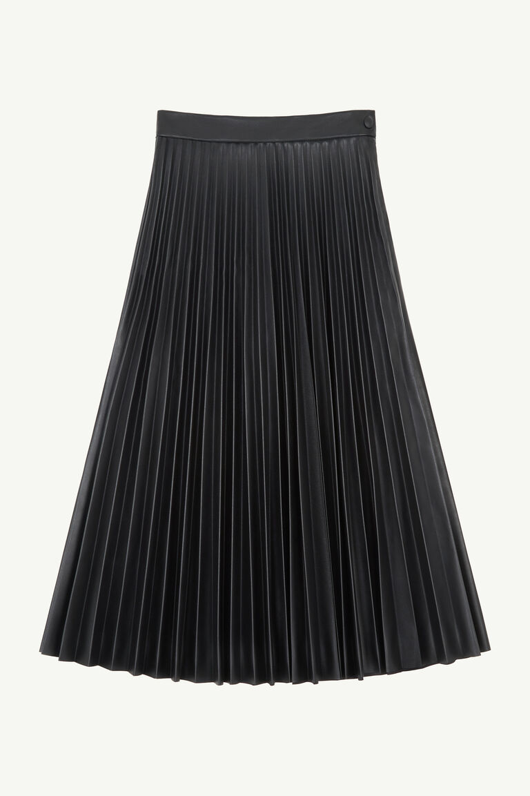Black Faux Leather Plated Midi Skirt | MM6 Maison Margiela
