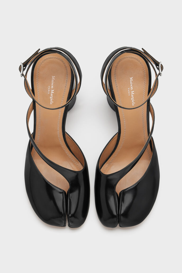 Women's Black Leather Tabi Heeled Sandals | Maison Margiela