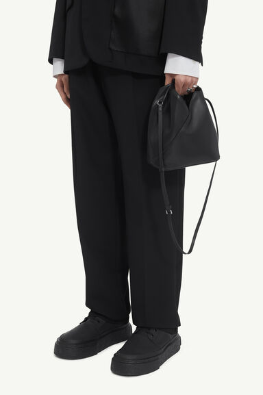 Black Leather Japanese Crossbody Bag | MM6