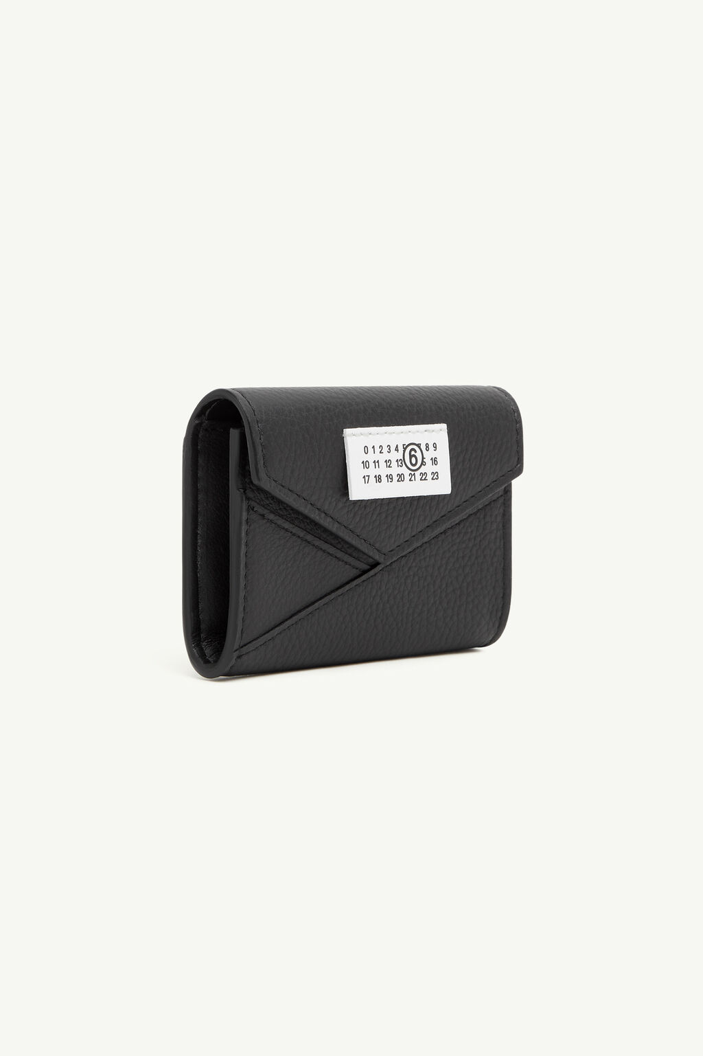 Black Leather Japanese 6 Flap Wallet | MM6