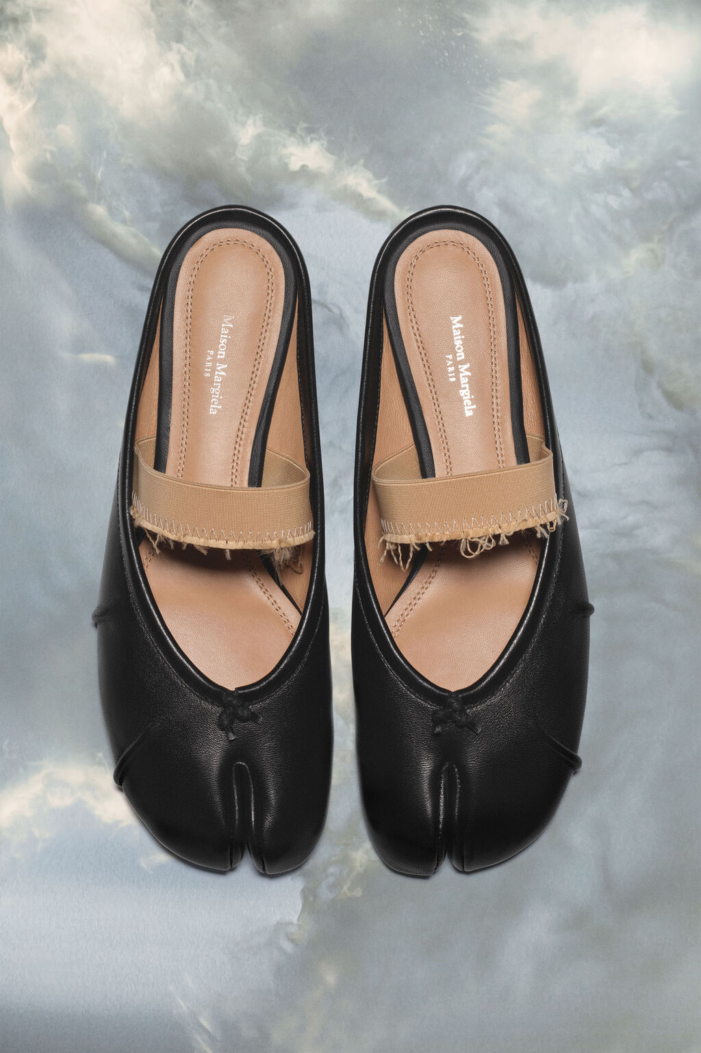 Black Leather Tabi Ballerina Mule| Maison Margiela