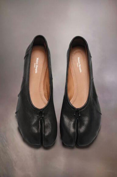 Black Nappa Leather Tabi Ballerina Flats | Maison Margiela
