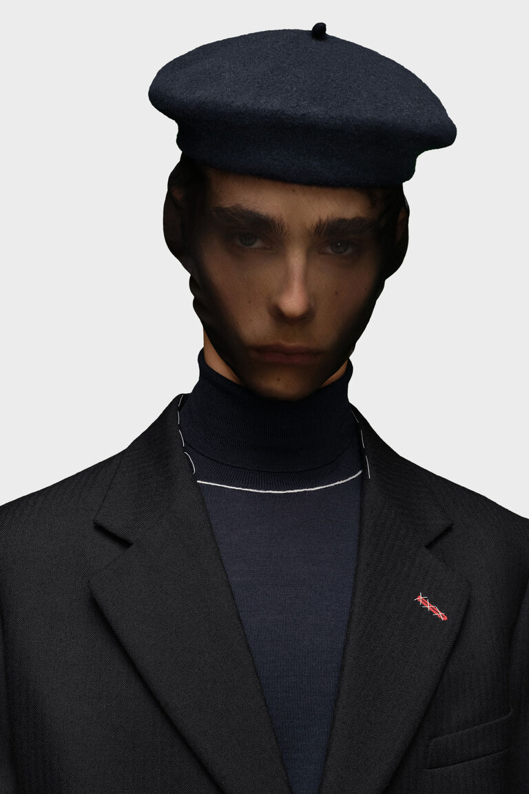 Blue Felted Wool Beret | Maison Margiela