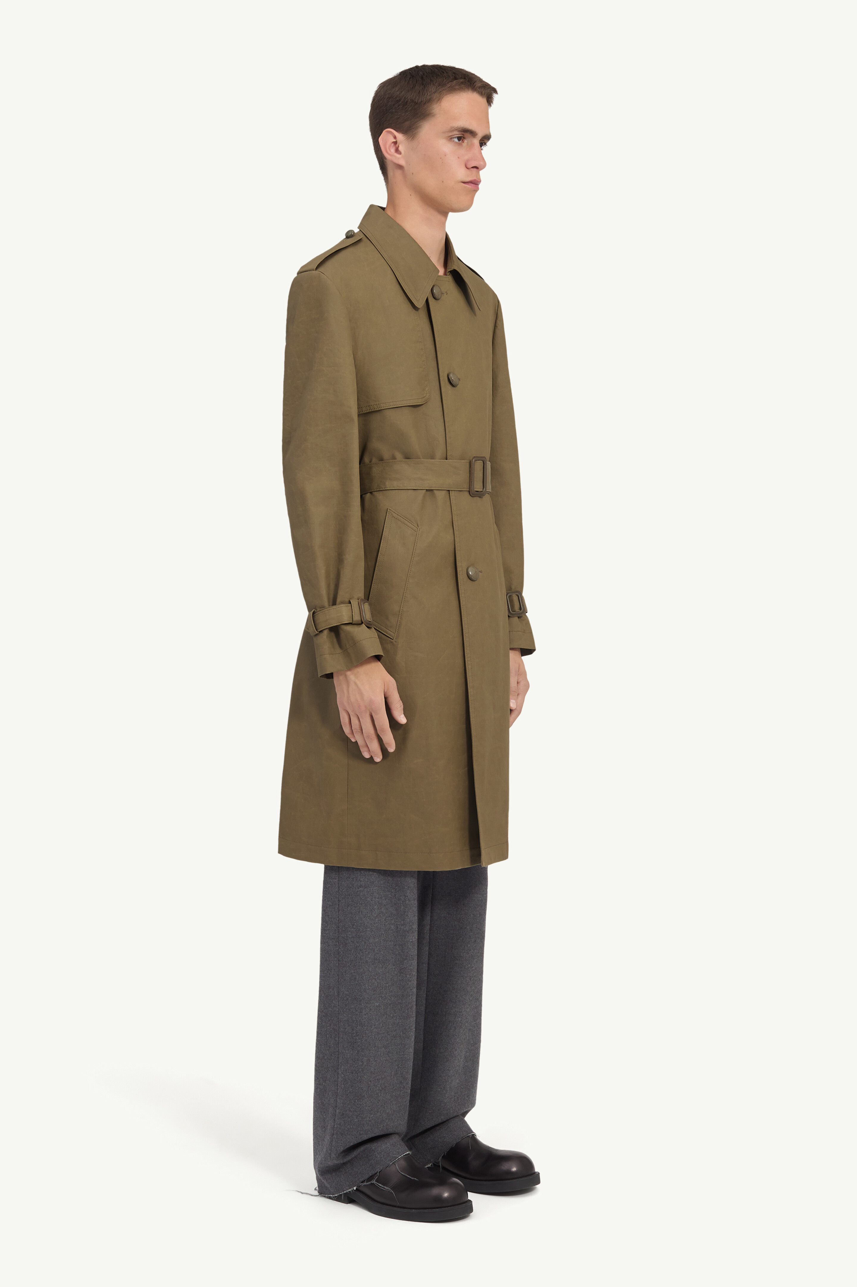 Coated cotton trench coat