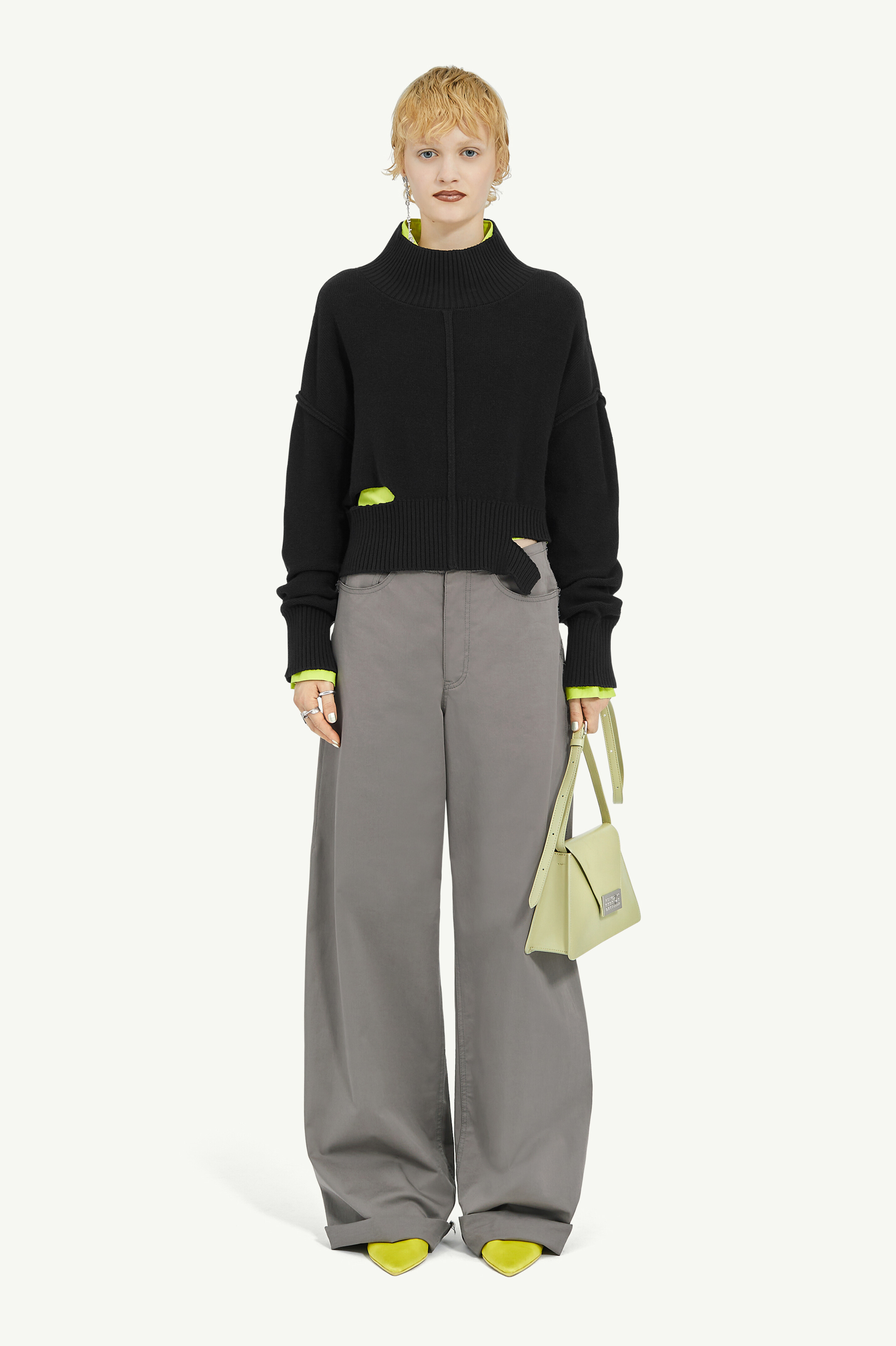 게이지 블랙 박시 디스트레스드 점퍼